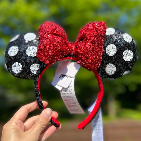 Disney | Accessories | Disney Sequence Minnie Mouse Red Bow Polka Dot ...